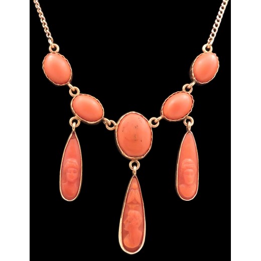 Collier long ancien corail