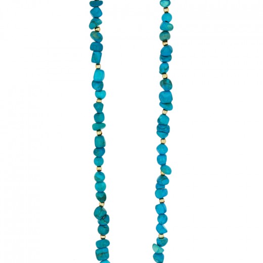 Sautoir en Turquoise et Métal Doré