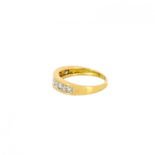 Demi Alliance en Deux Tons d'Or et Diamants