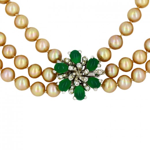 Collier Fantaisie Vintage 3 Rangs en Perles d'Imitation