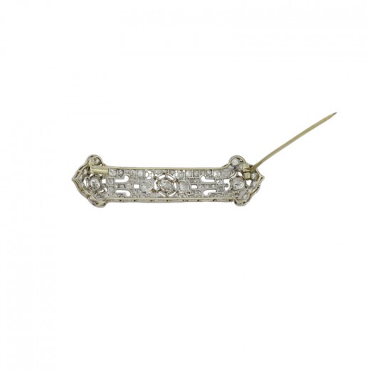 Broche Art Déco Incurvée en Or et Diamants