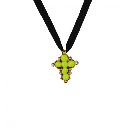 Collier Christian Lacroix Croix sur Ruban